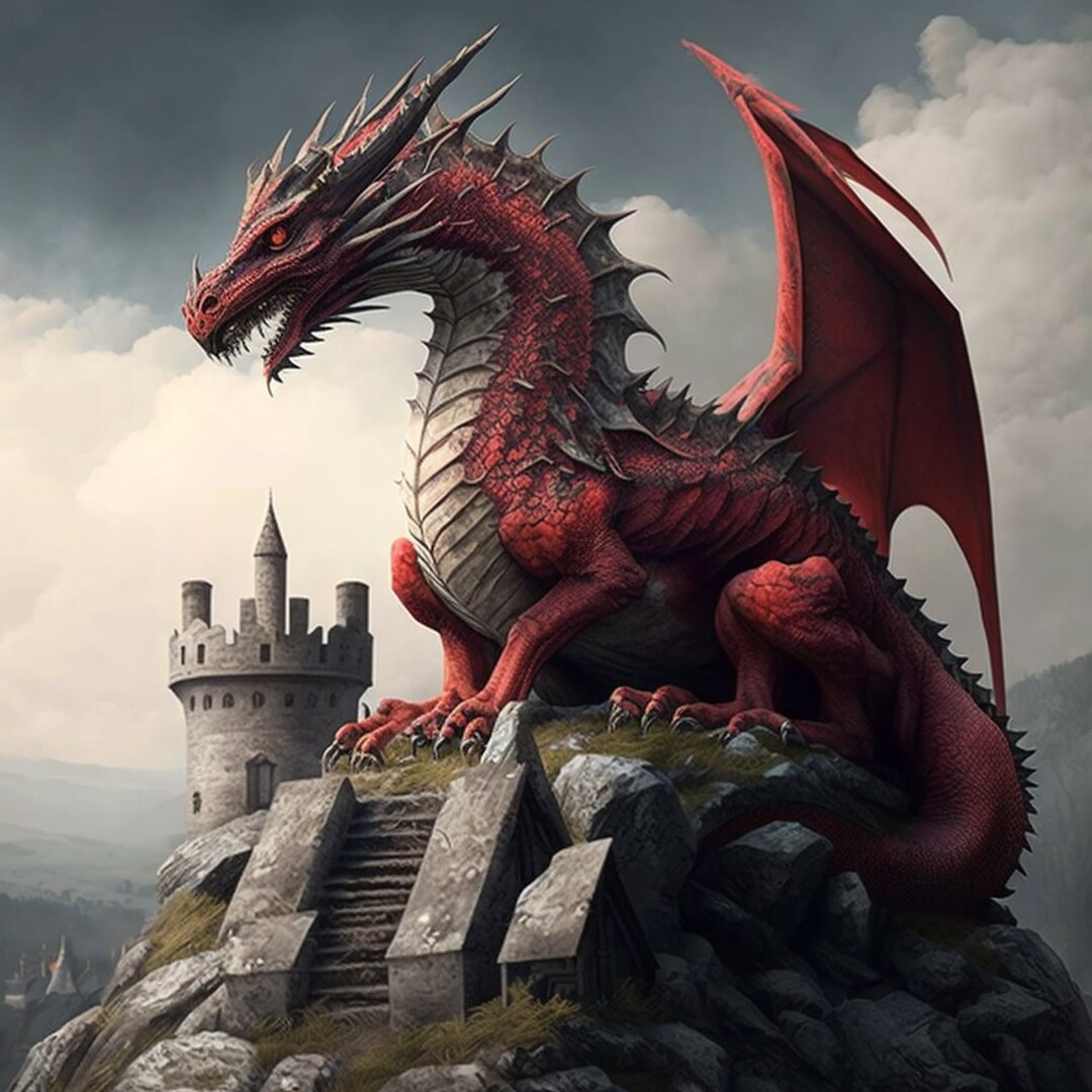 Red Dragon Digital Download Art Print 300 DPI at 7inx7in - Etsy