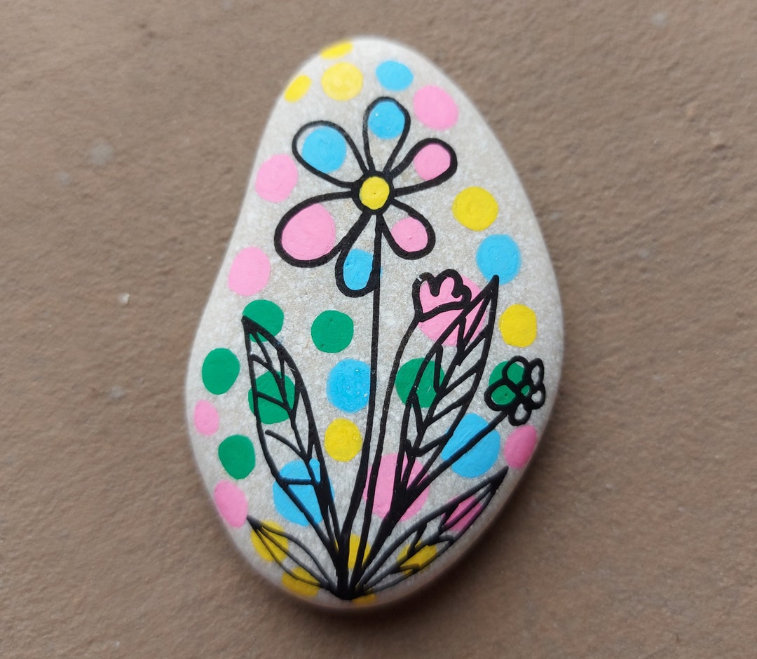 Flowers on the Stone, Painted Stone, Artrock, Gift - Etsy