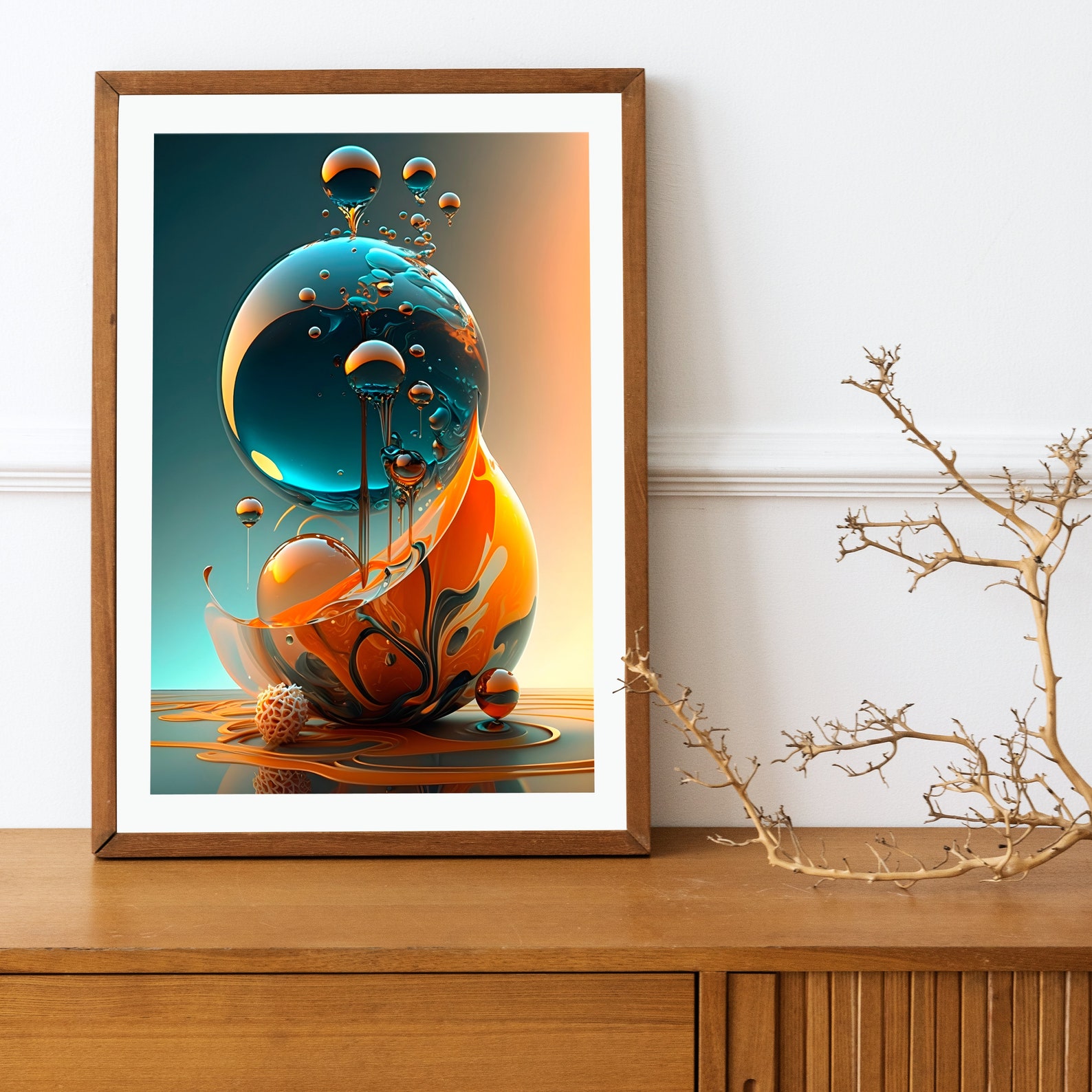 Abstract Water Droplet Art Print: Modern Wall Decor (digital Download ...
