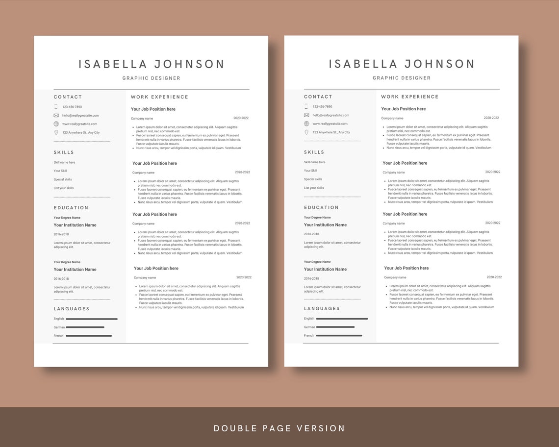 Resume Template Minimalistic | Resume Template Instant Download | Cover ...