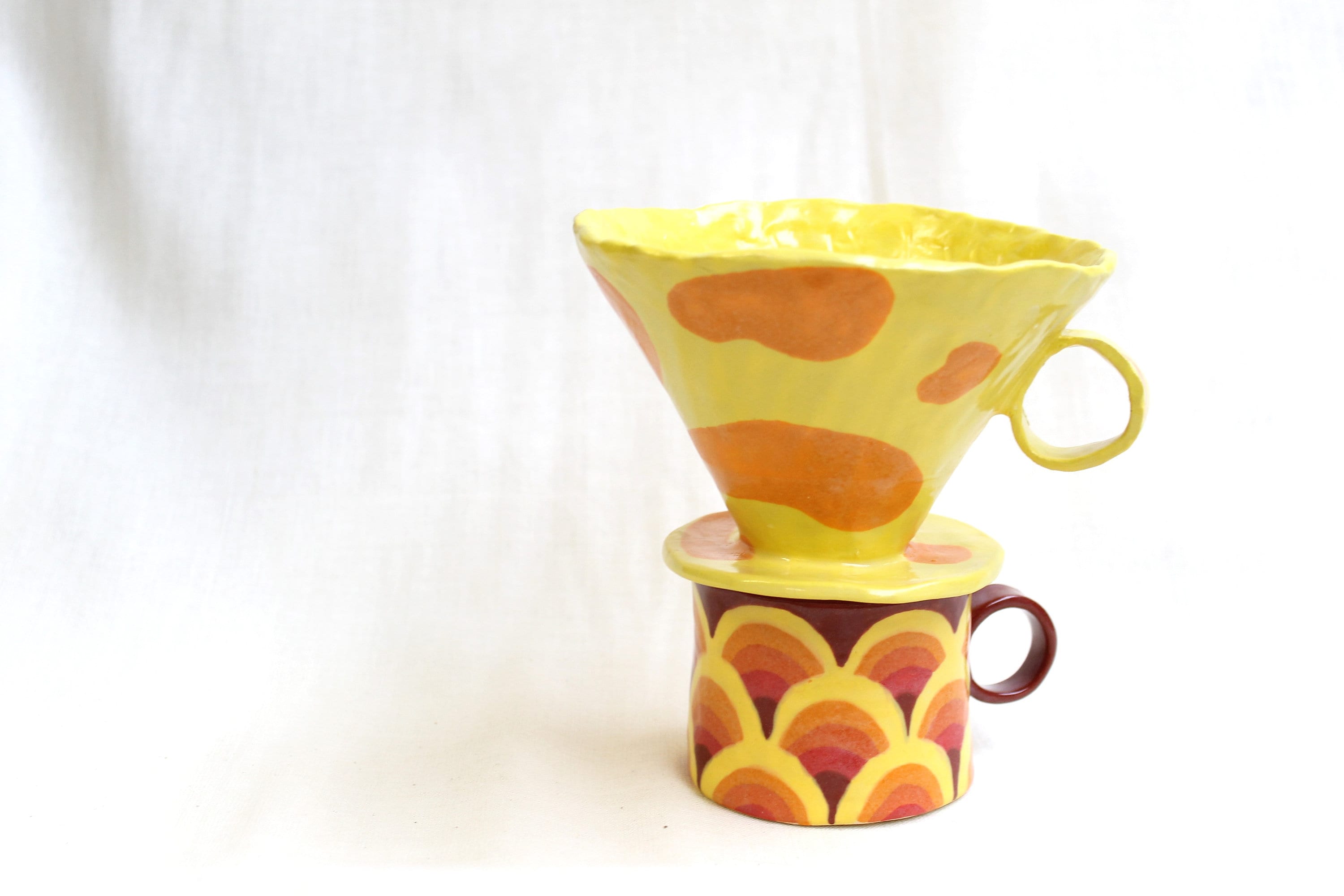 Ceramic 70s Aesthetic Coffee Cup - Handpainted - Etsy