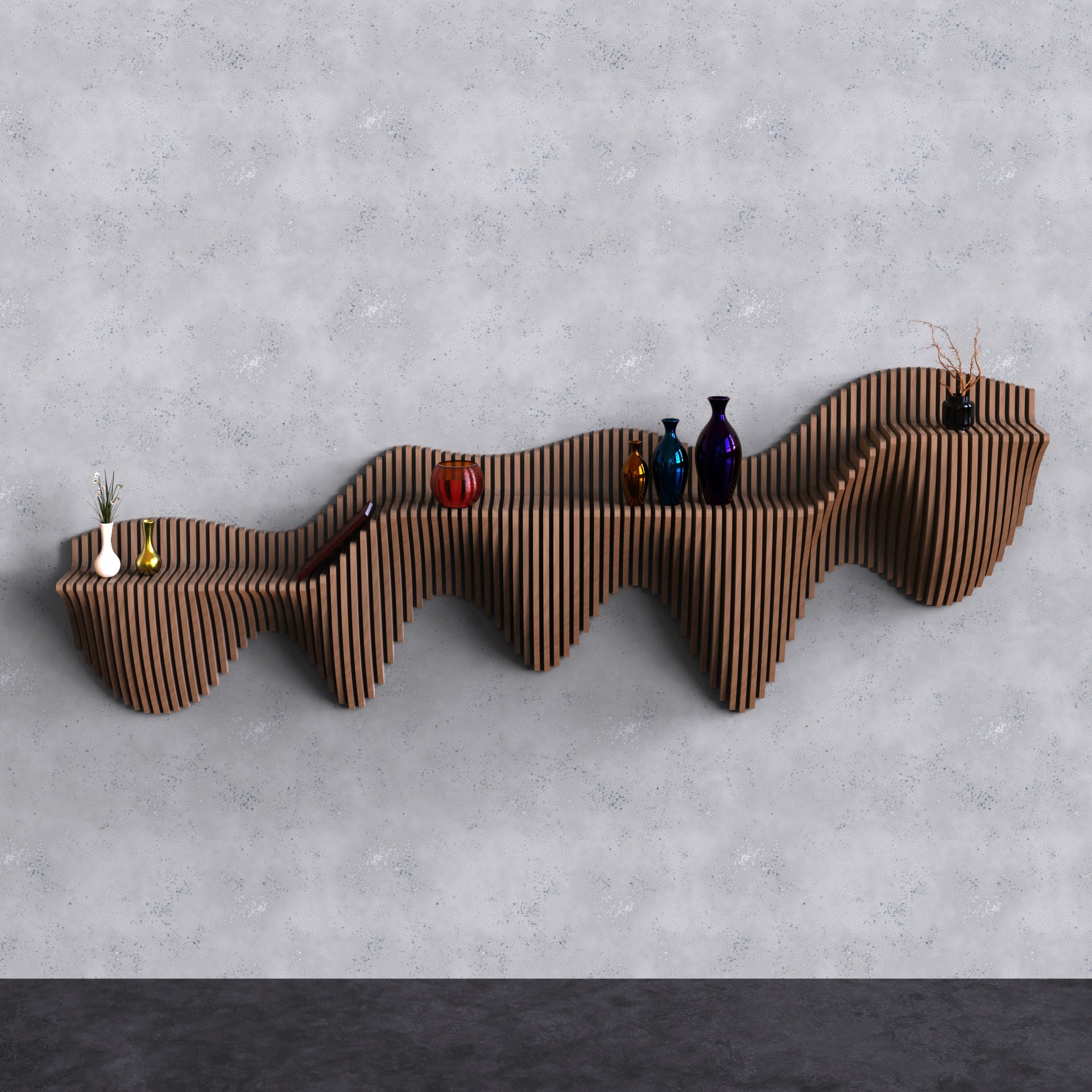 Parametric Wall Art Parametric Style Floating Shelf PFS-004 Digital ...