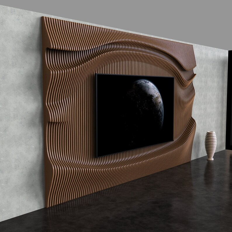 Parametric Wooden Wall Decor TV009 /TV Unit/ CNC Files for Cutting - Etsy