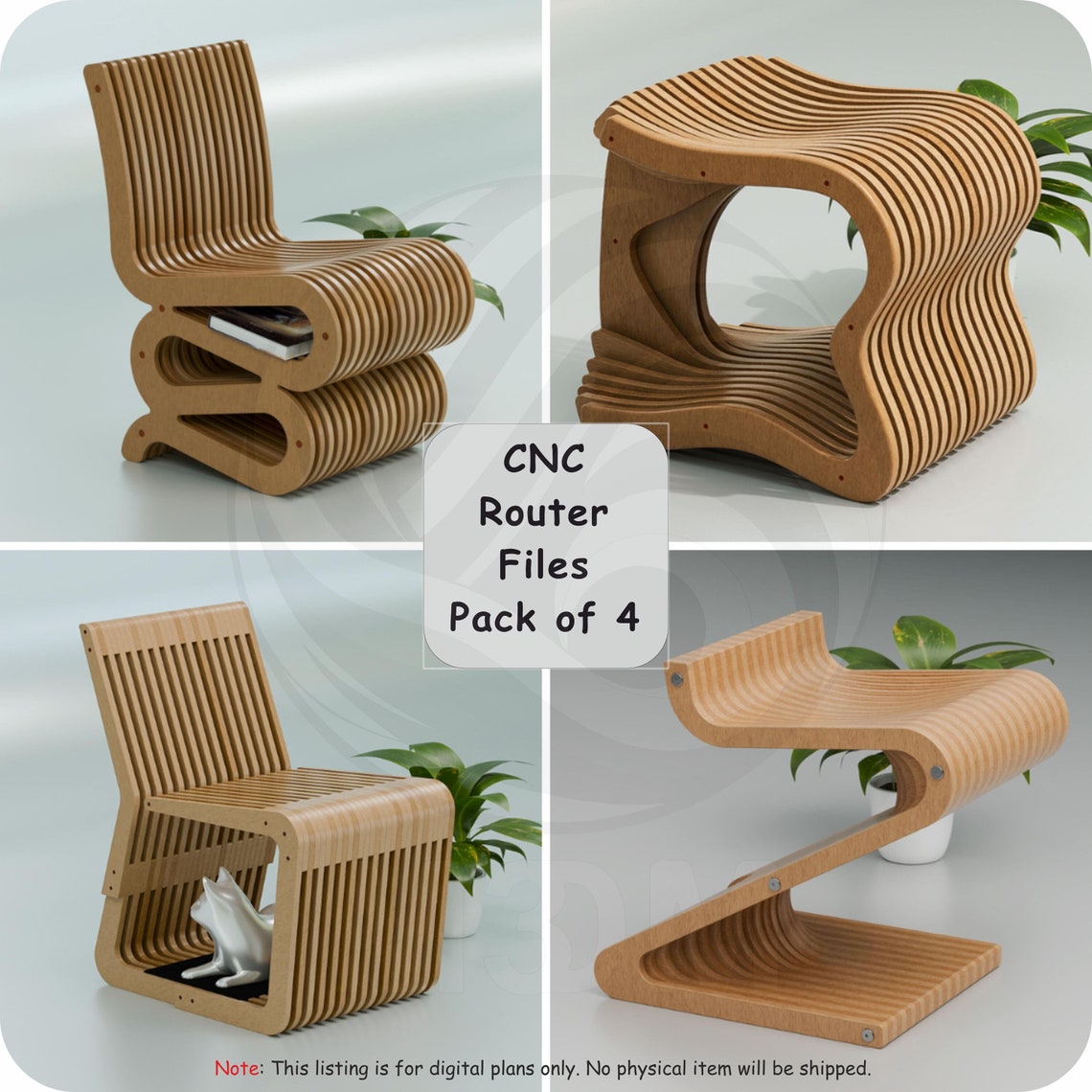 Parametric Chair Pack of 4 / CNC Cutting Files / Parametric Furniture ...