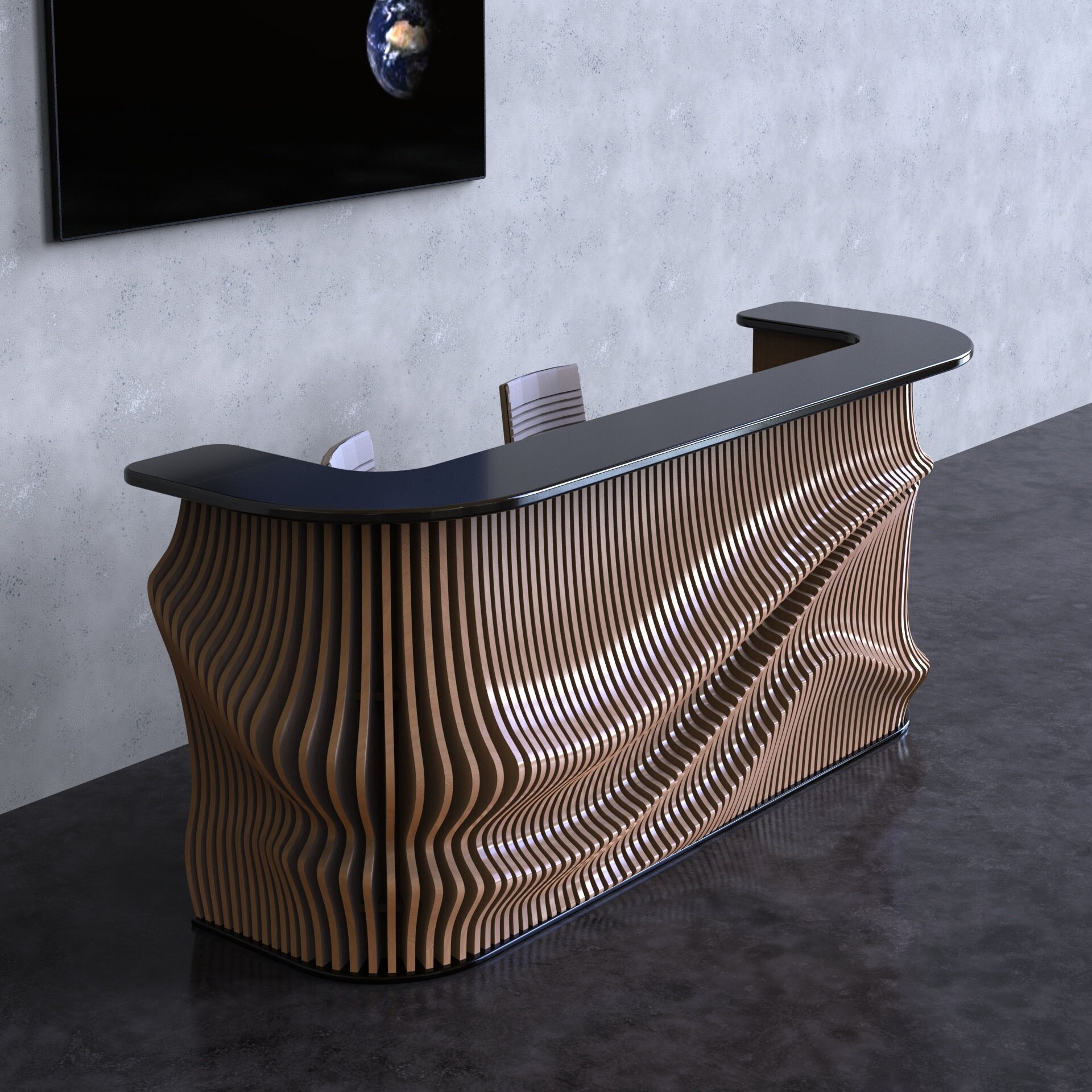 Modern Parametric-style Reception Desk PR02 | Customized Office Entry Counter | Executive Office ...