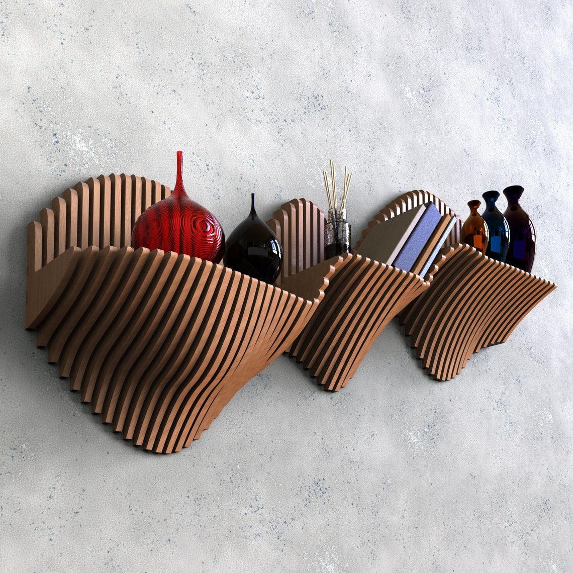 Parametric Wall Art| Parametric Style Floating Shelf PFS-003 - Digital ...