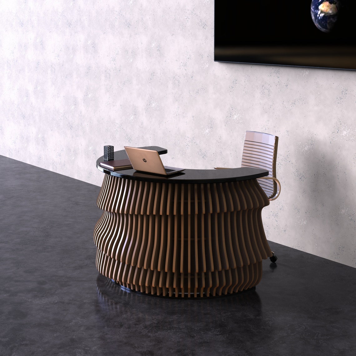 Parametric Style Reception Desk PR-003 | Customized Office Entry ...