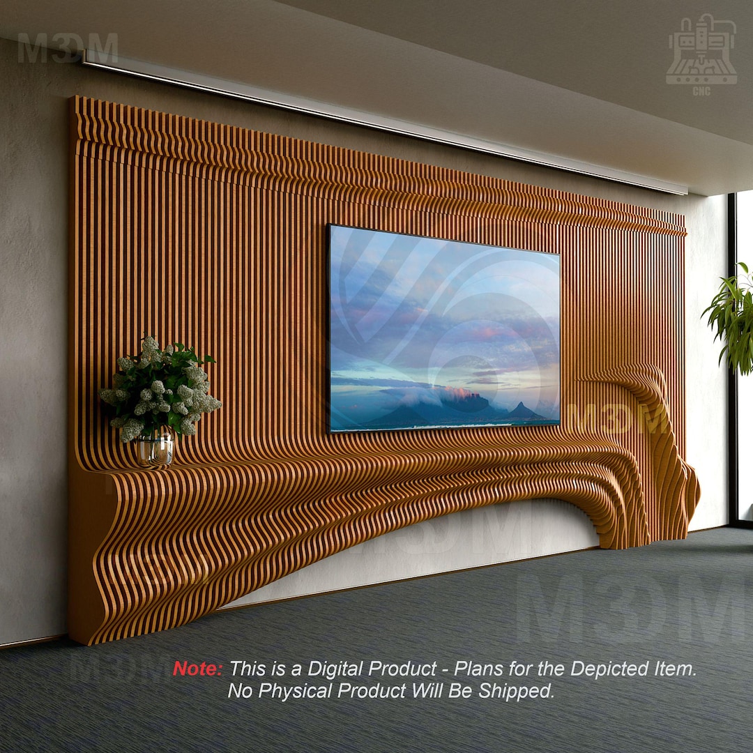Parametric Wooden Wall Decor TV004-1 /TV Unit/ CNC Files for Cutting - Etsy