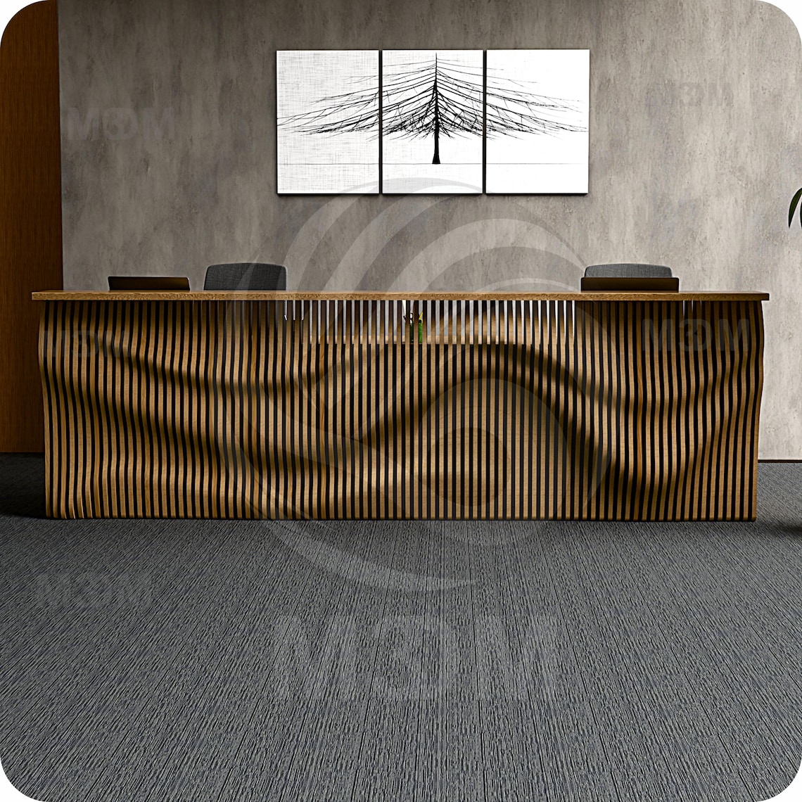 Modern Parametric-style Reception Desk PR05 | Customized Office Entry ...