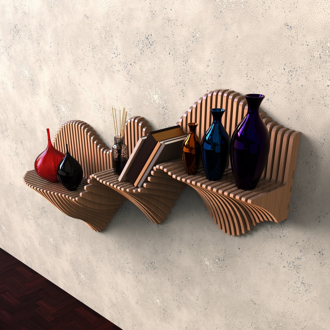Parametric Wall Art| Parametric Style Floating Shelf PFS-003 - Digital ...
