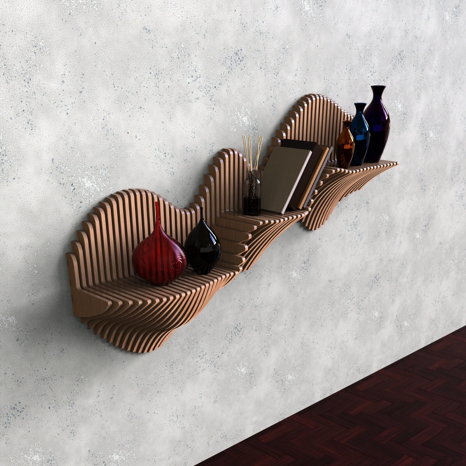 Parametric Wall Art| Parametric Style Floating Shelf PFS-003 - Digital ...