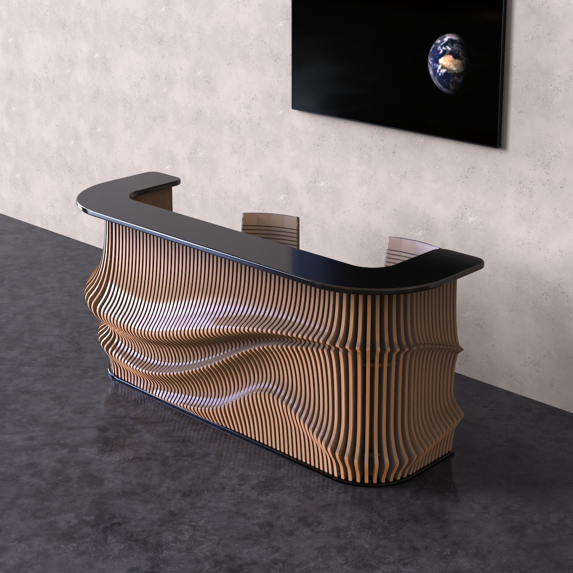 Modern Parametric-style Reception Desk PR02 | Customized Office Entry ...