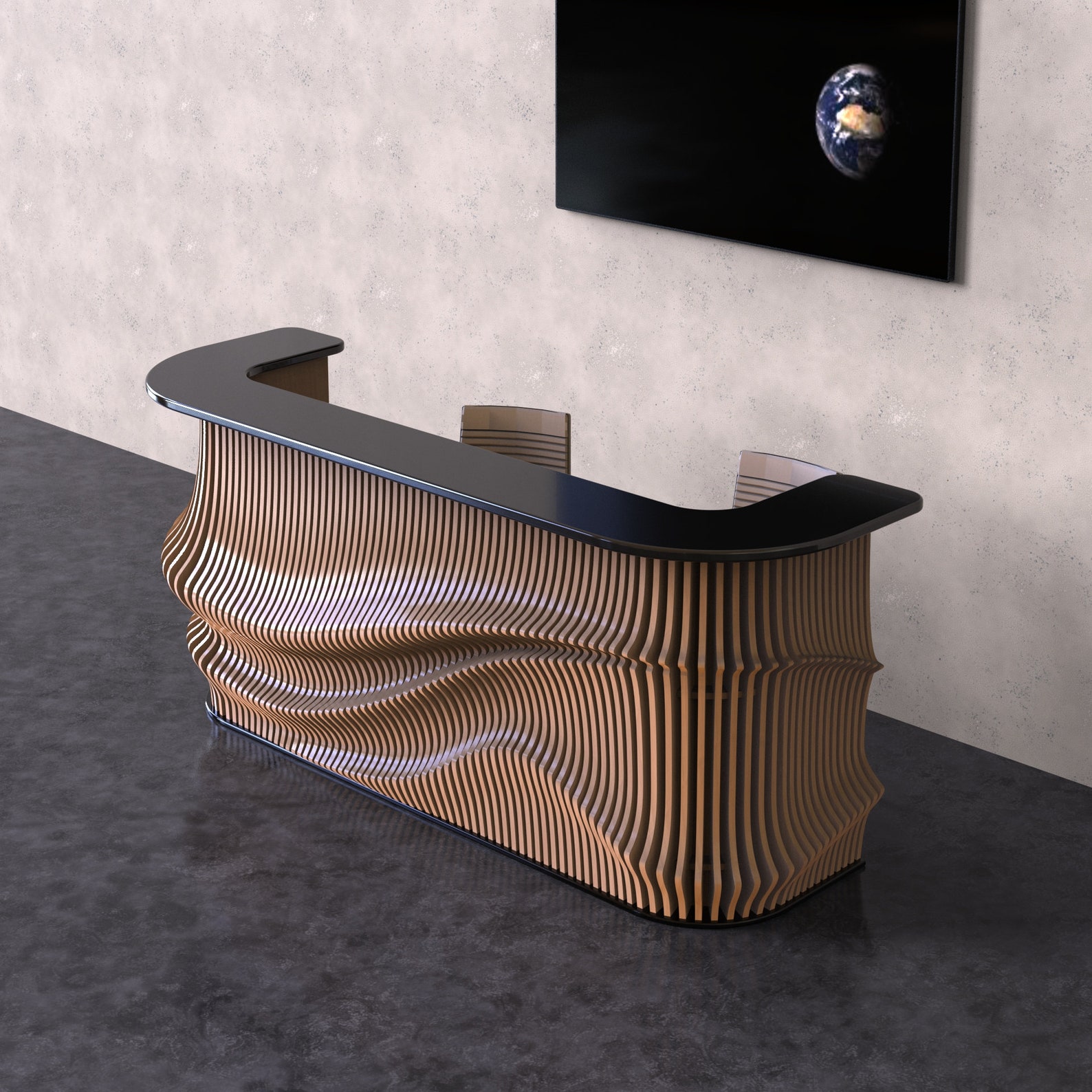 Modern Parametric-style Reception Desk PR02 | Customized Office Entry ...