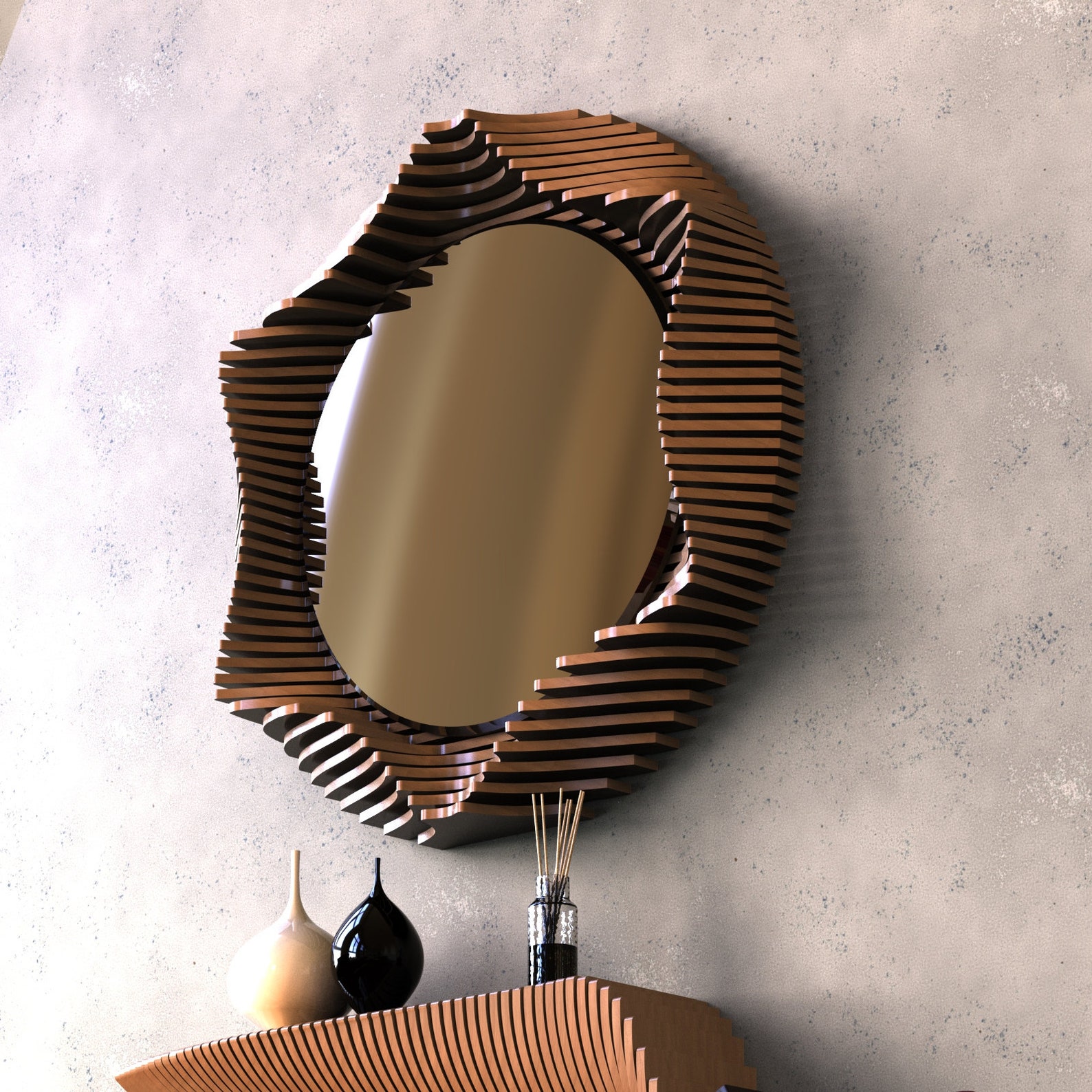 Parametric Wall Art Parametric Style Mirror PSM-001 Digital Files CNC ...