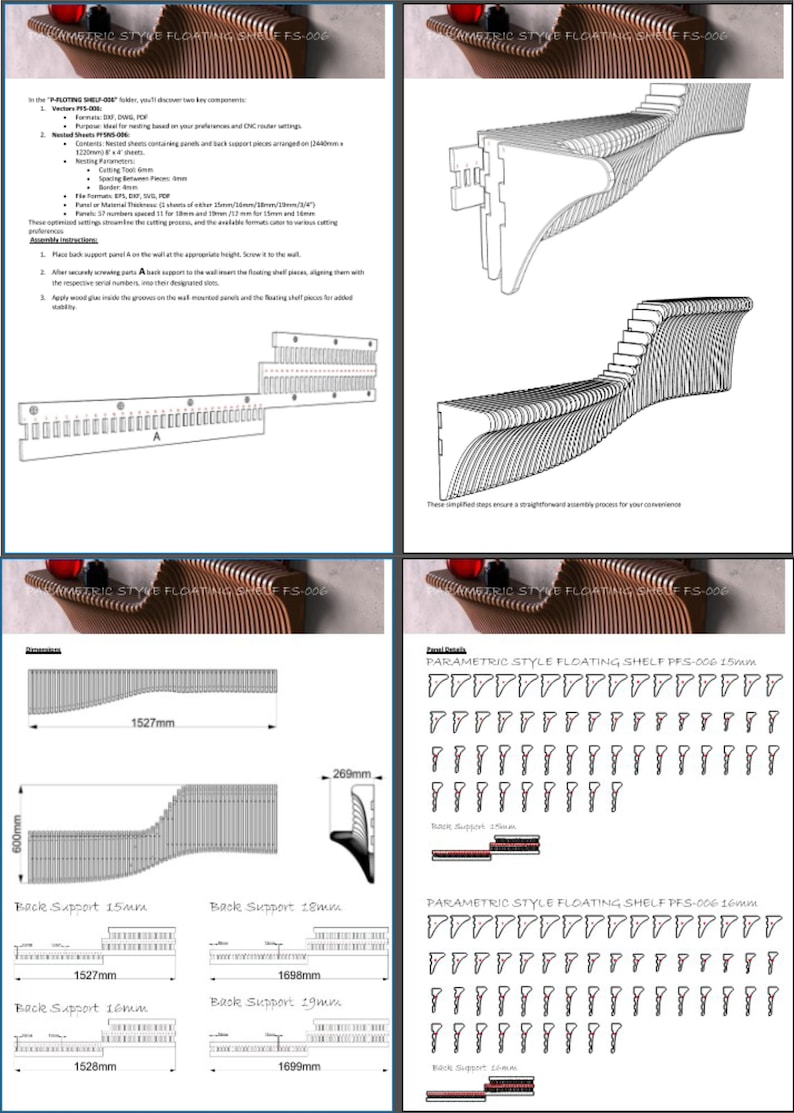 Parametric Wall Art| Parametric Style Floating Shelf PFS-006 - Digital ...