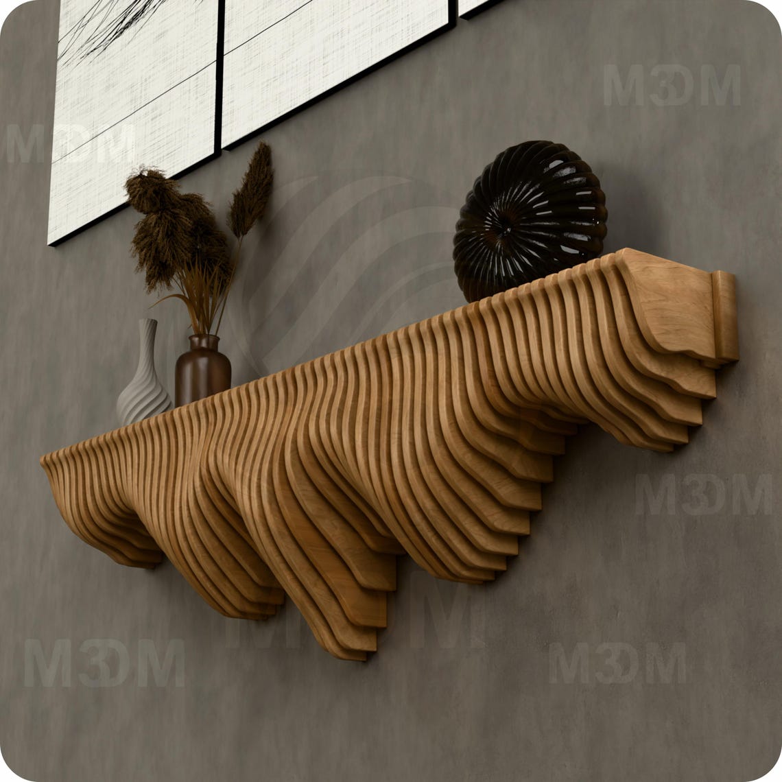 Parametric Wall Art| Parametric Style Floating Shelf PFS-007 - Digital ...