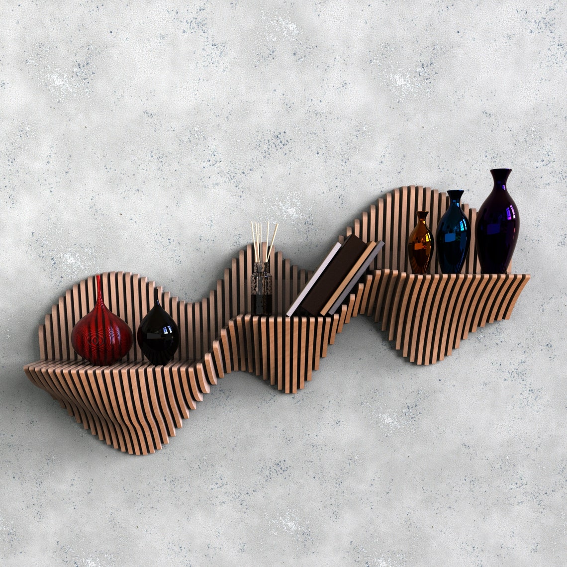 Parametric Wall Art| Parametric Style Floating Shelf PFS-003 - Digital ...