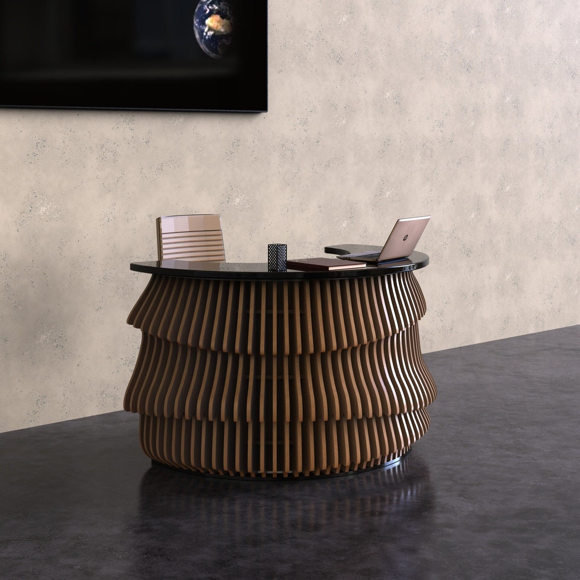 Parametric Style Reception Desk PR-003 | Customized Office Entry ...