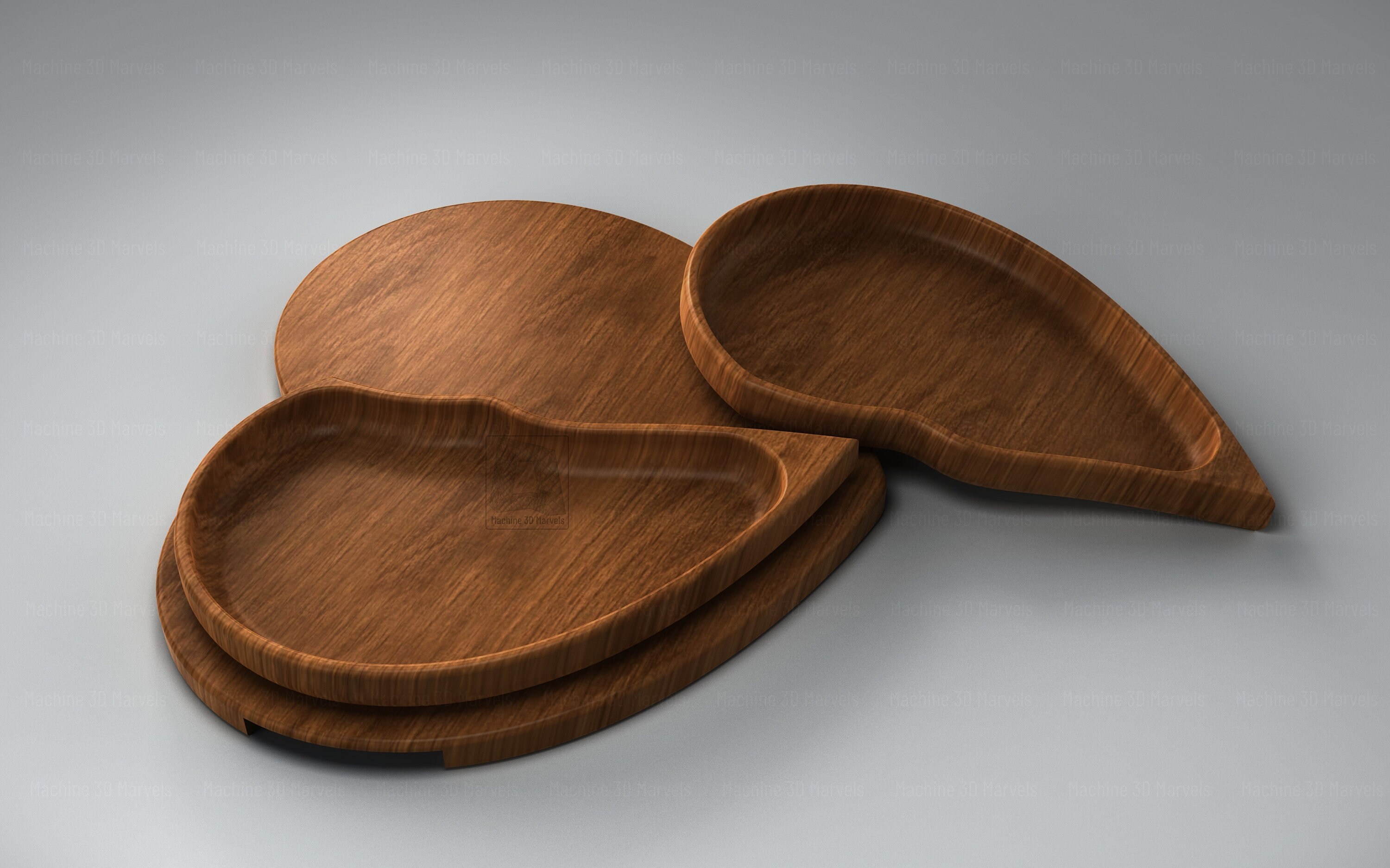 Twin Heart-shaped Serving Tray - 3D STL and Vector Files for 3d Printer ...