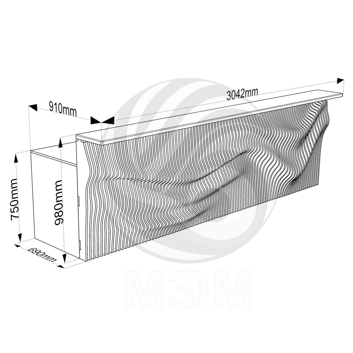 Modern Parametric-style Reception Desk PR05 | Customized Office Entry ...