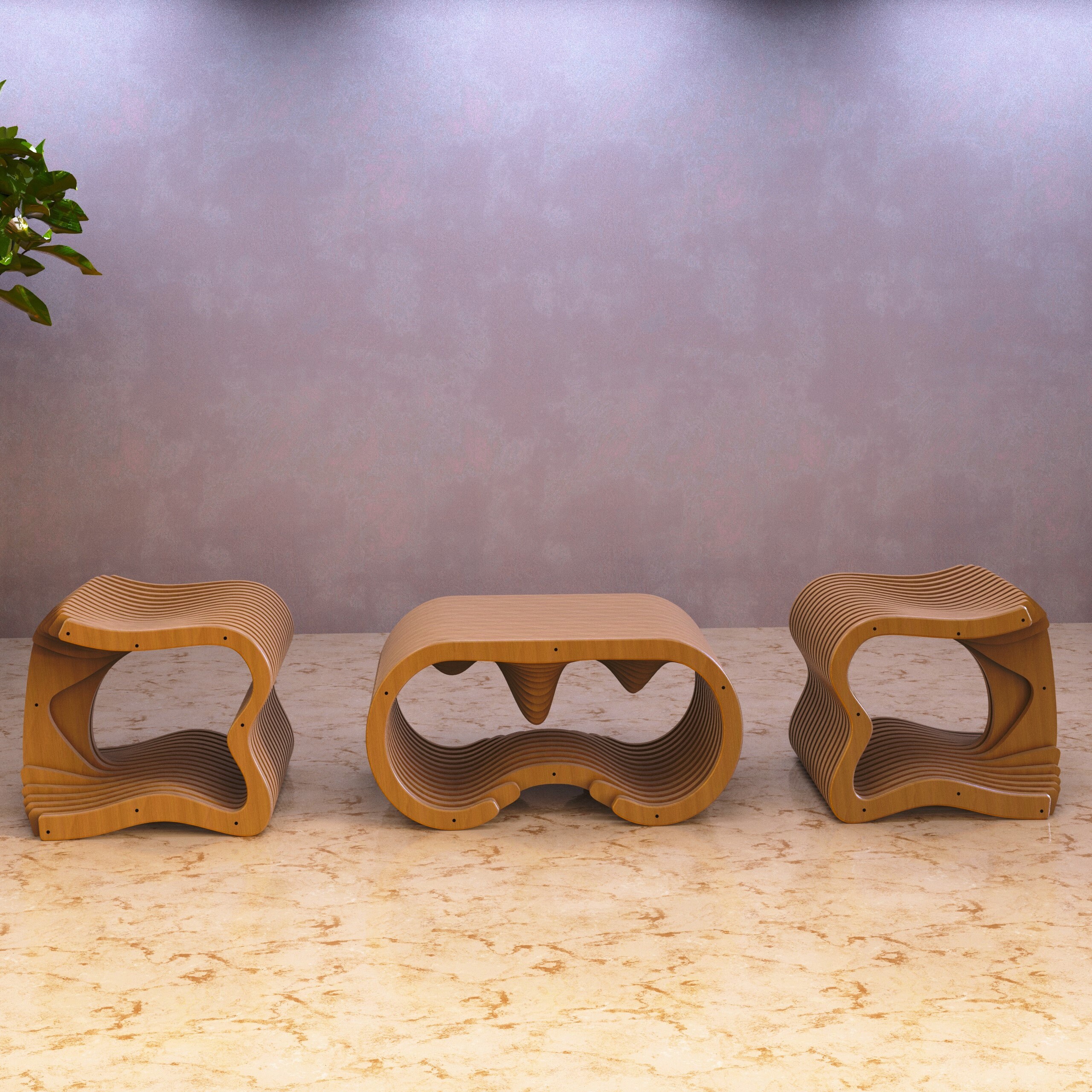 Parametric Style Ergofusion Coffee Table & Seating / CNC Router Files ...