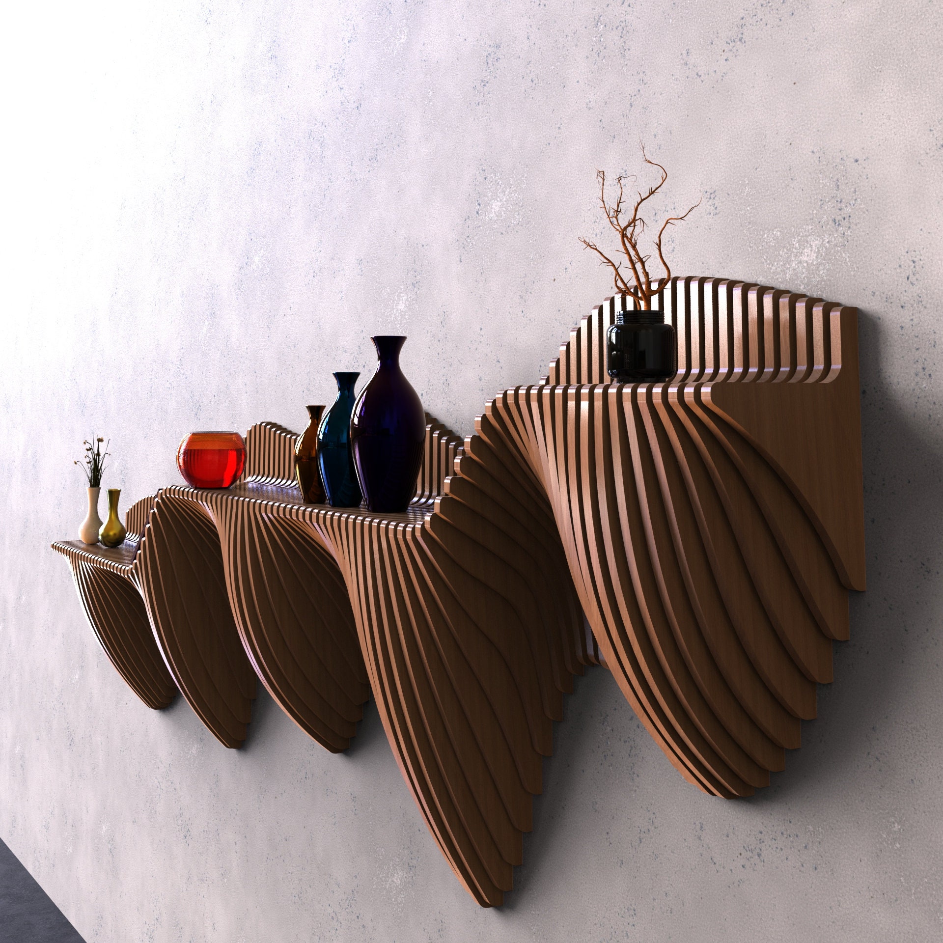 Parametric Wall Art Parametric Style Floating Shelf PFS-004 Digital ...