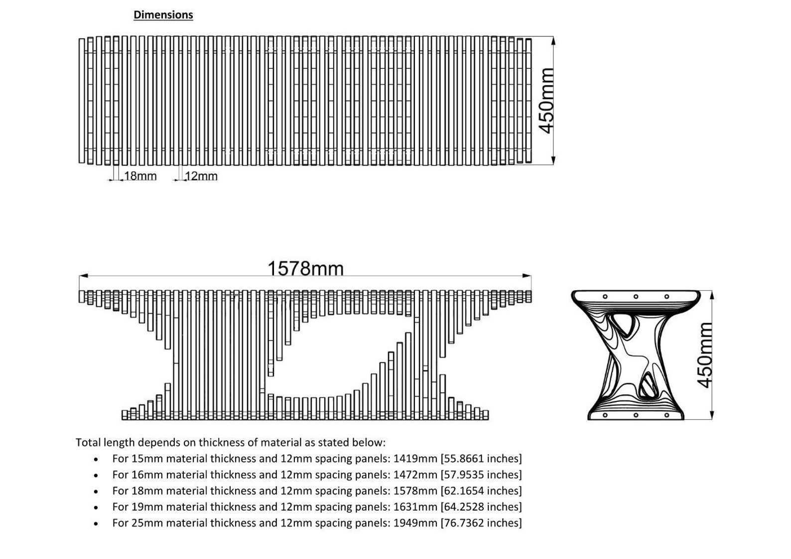 Parametric Style Bench-psb-001 CNC Files for Cutting Parametric ...