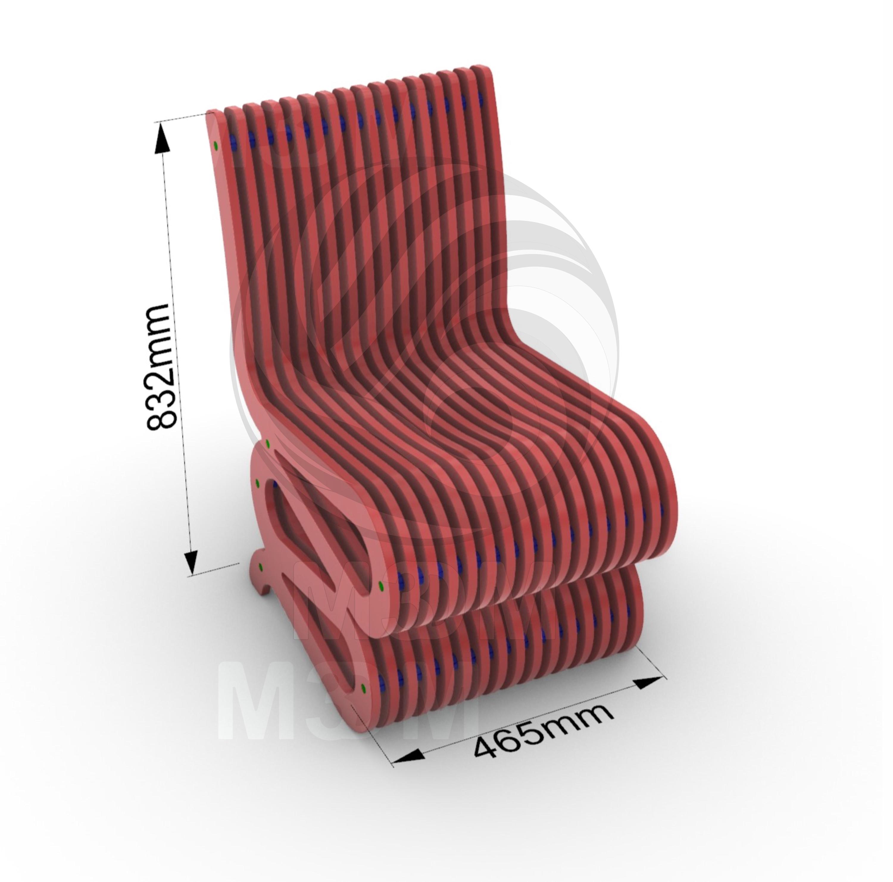 Parametric Chair Pack Of 4 Cnc Cutting Files Parametric Furniture Svg Eps Pdf Dxf Etsy