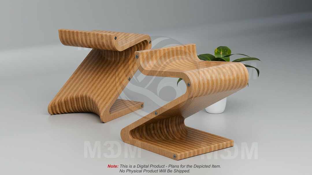 Parametric Style Ecoplank Chair-003 CNC Cutting Files, Parametric Plywood Furniture Plans (dxf ...