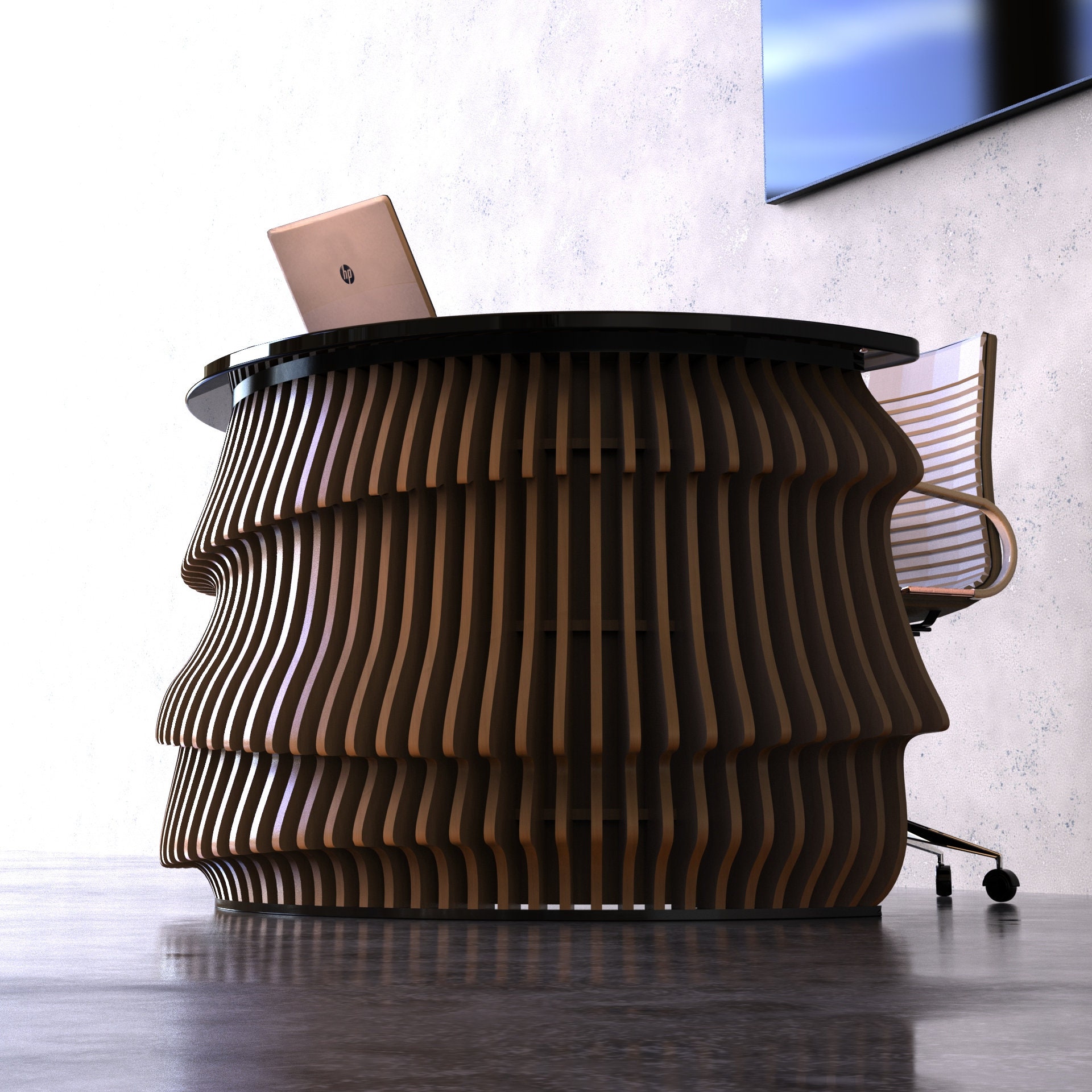 Modern Parametric Style Reception Desk PR-003 Customized Office Entry ...