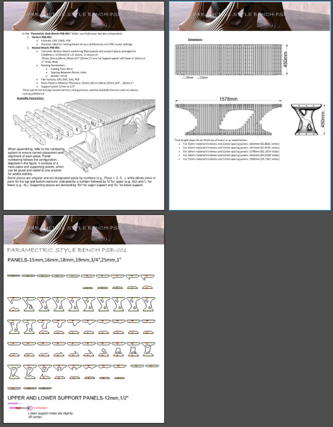 Parametric Style Bench-psb-001 CNC Files for Cutting Parametric ...