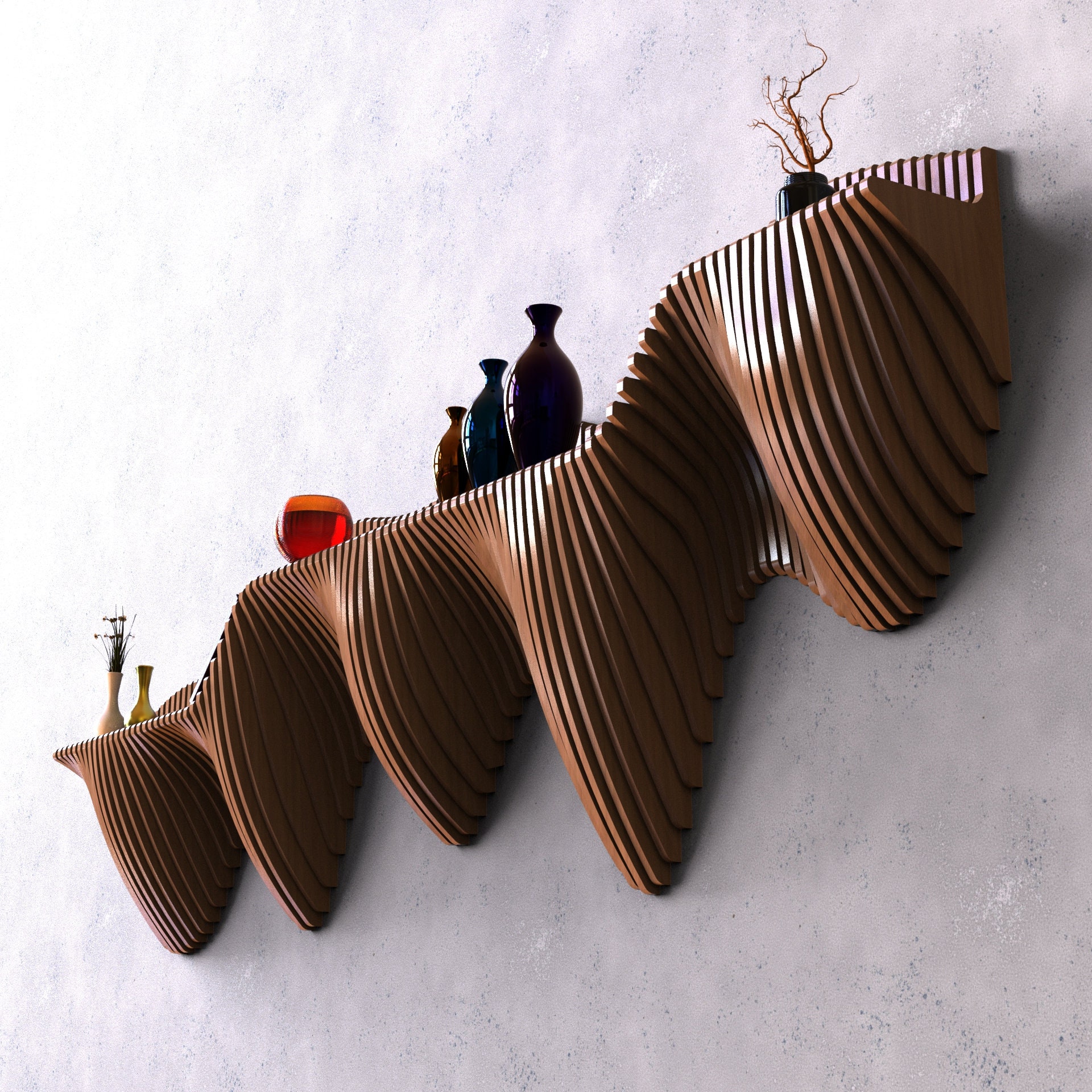Parametric Wall Art Parametric Style Floating Shelf PFS-004 Digital ...