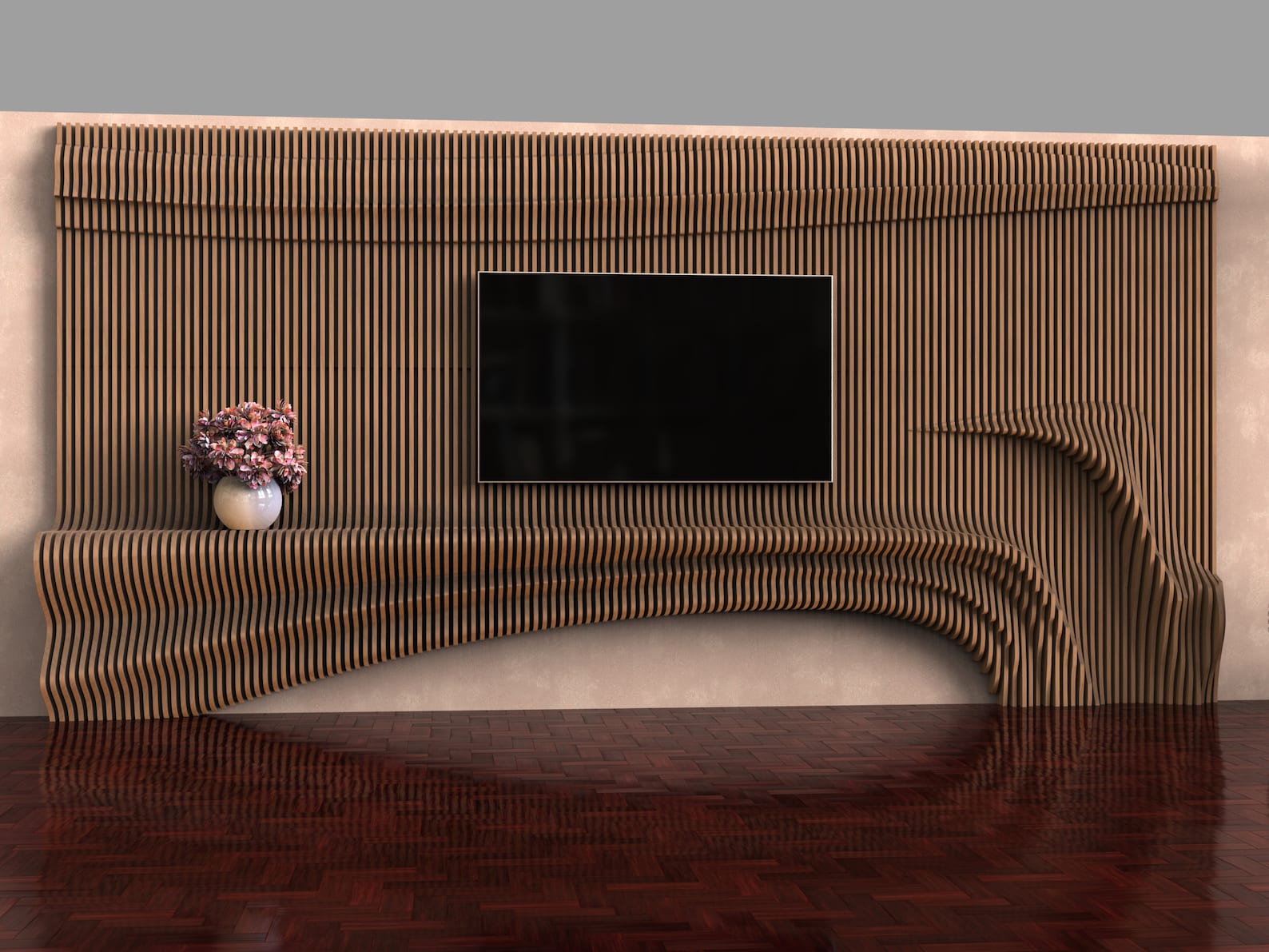 Parametric Wooden Wall Decor TV004 /TV Unit/ CNC Files for Cutting - Etsy