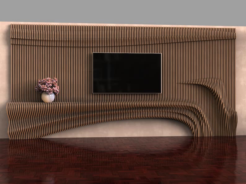 Parametric Wooden Wall Decor TV004 /TV Unit/ CNC Files for Cutting - Etsy