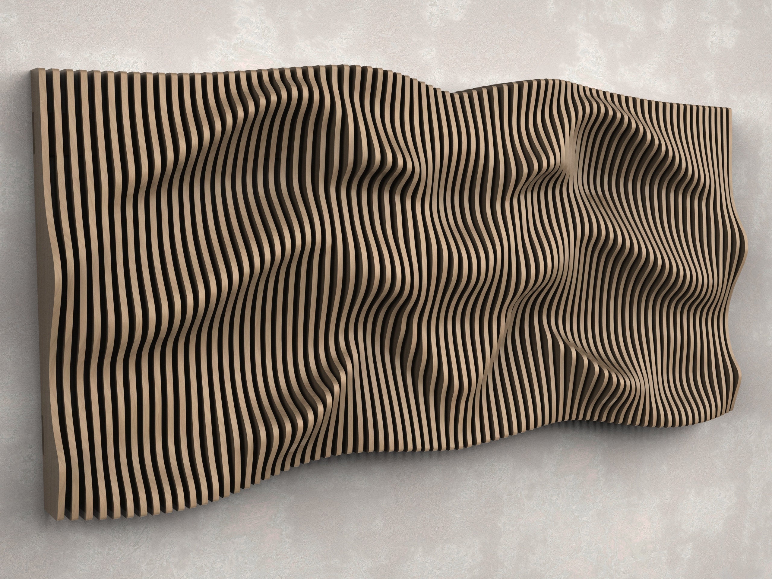 Parametric Style Wavy Wooden Wall ART-013 / CNC Files for Cutting ...