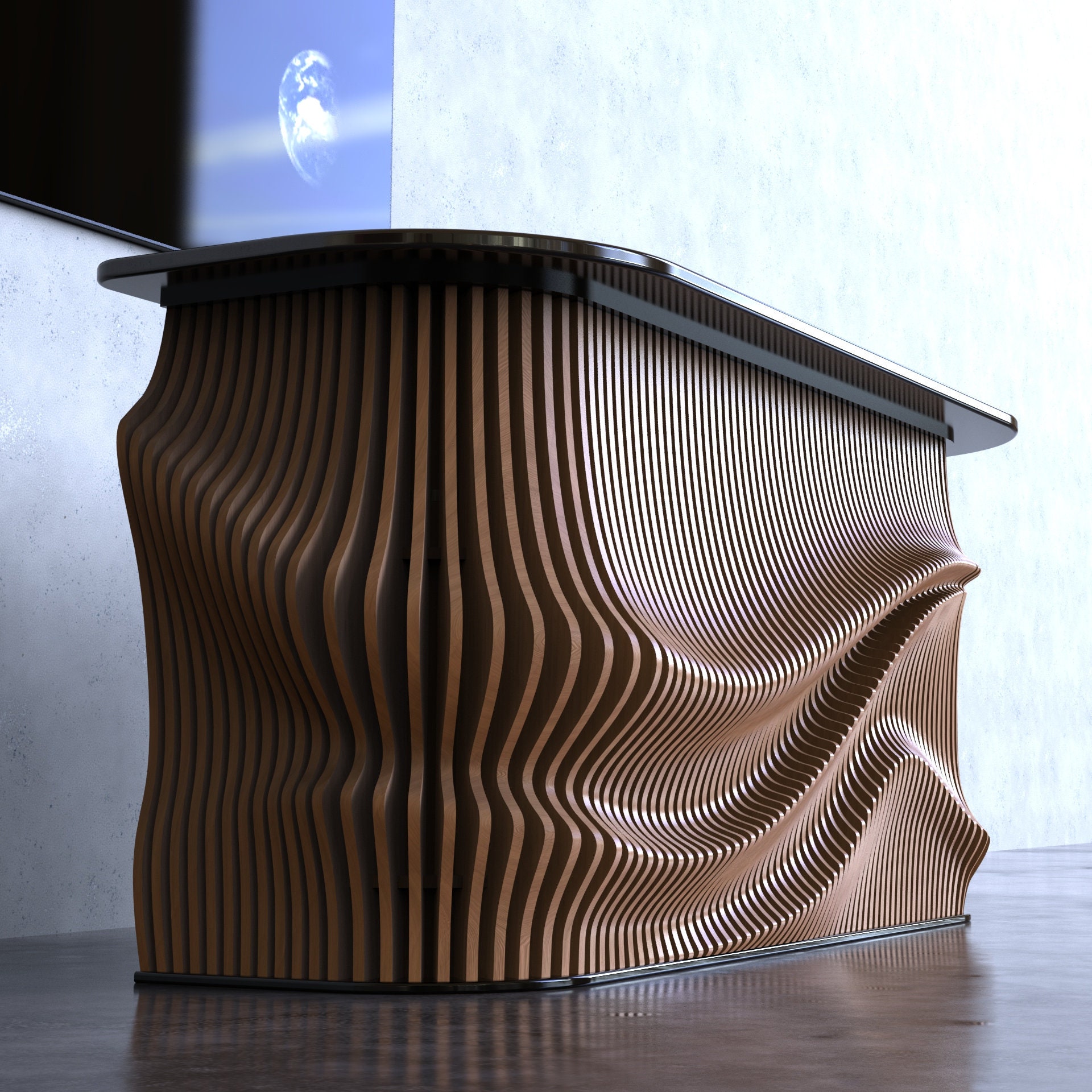 Modern Parametric-style Reception Desk PR02 | Customized Office Entry ...