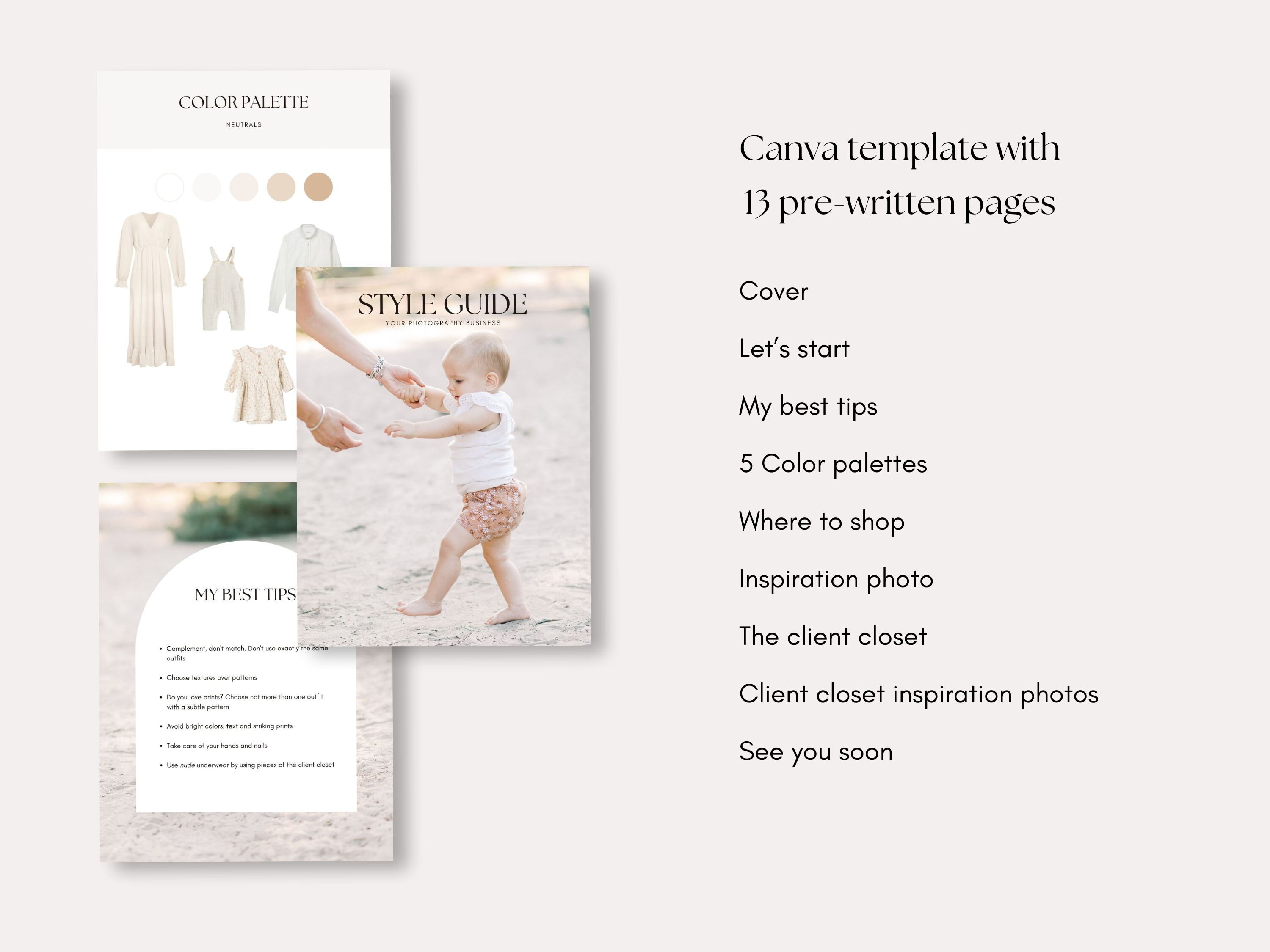 Photography Style Guide Canva Template With Content, Family Photoshoot ...