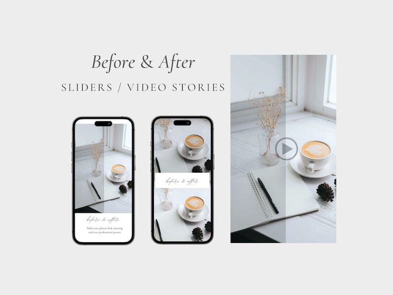 Before and After Slider and Videos, Instagram Stories, Preset Slider, Presets Marketing and ...