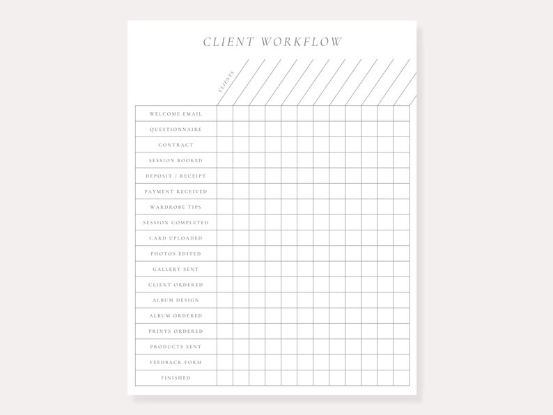 Client Workflow for Photographers, Photo Session Workflow Checklist ...