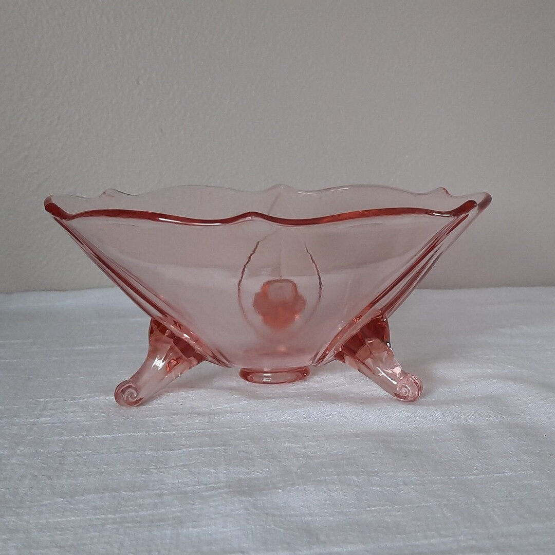 Lancaster Glass Co. Vintage Jubilee Pink Depression Glass Footed Glass ...