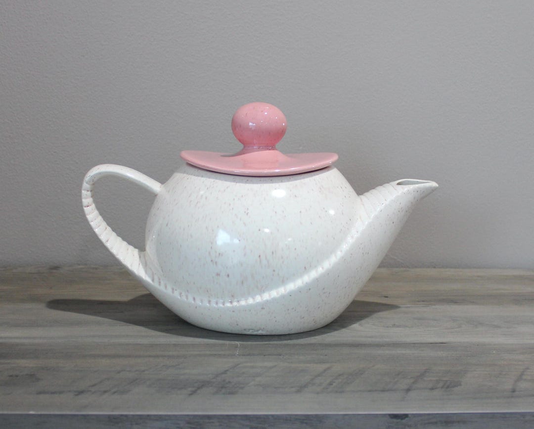 California Pottery MCM Atomic Teapot With Pink Lid, Aladdin Teapot, MCM ...