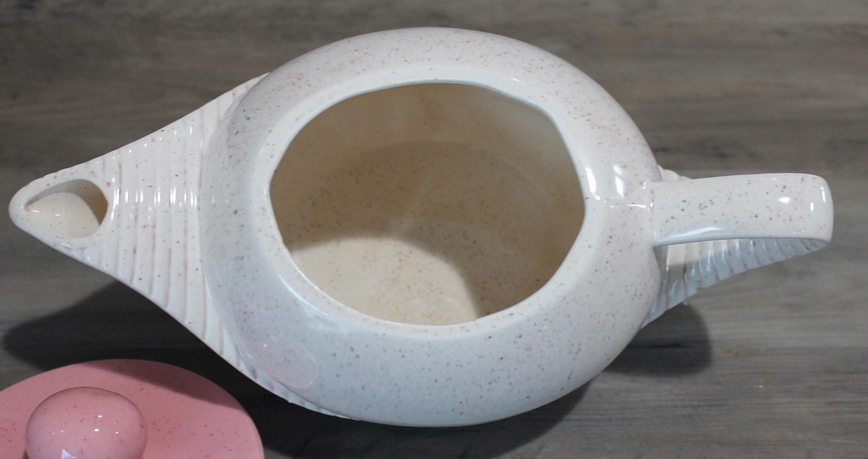 California Pottery MCM Atomic Teapot With Pink Lid, Aladdin Teapot, MCM ...