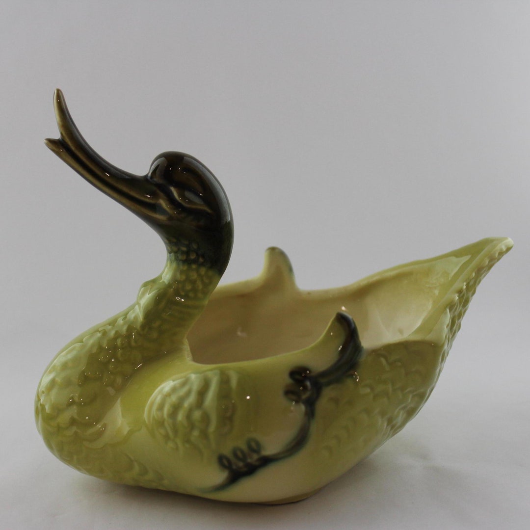 Vintage Hull Pottery Duck Planter, Green Duck Planter by Hull Pottery ...