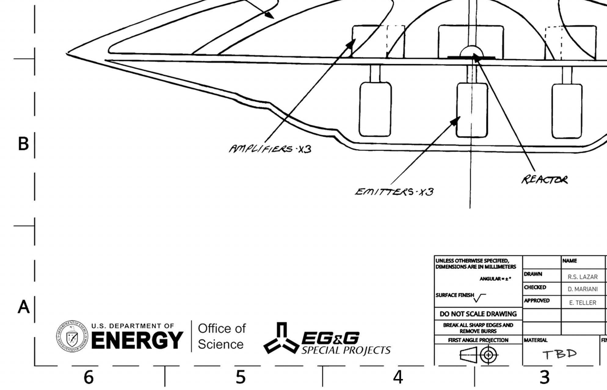Bob Lazar Sport Model UFO Schematic 7" X 5" Print (unframed) Matte ...