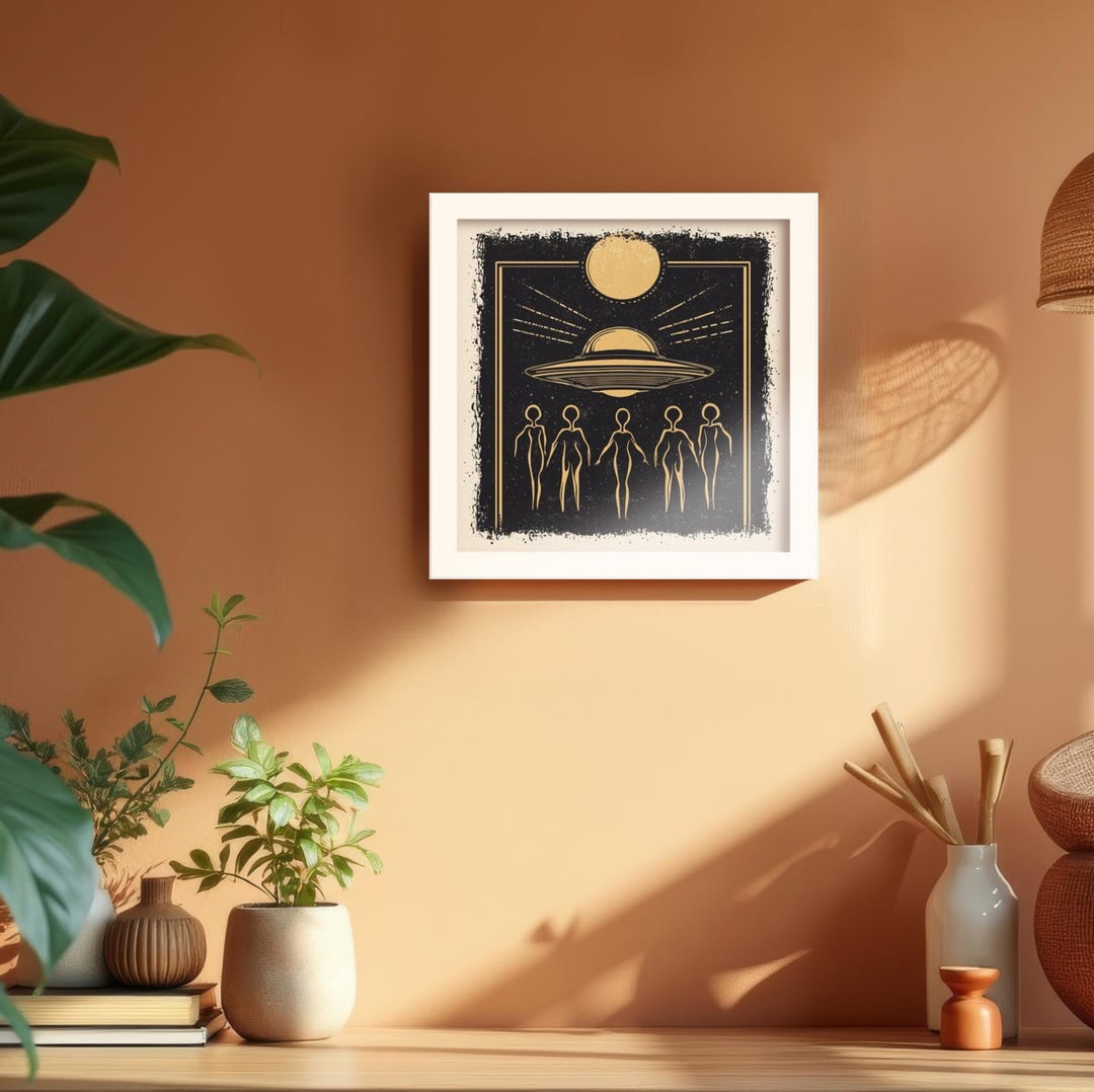 Alien Art Print Boho Art Alien Inspired UFO Dorm Art Dorm Room Wall Art ...