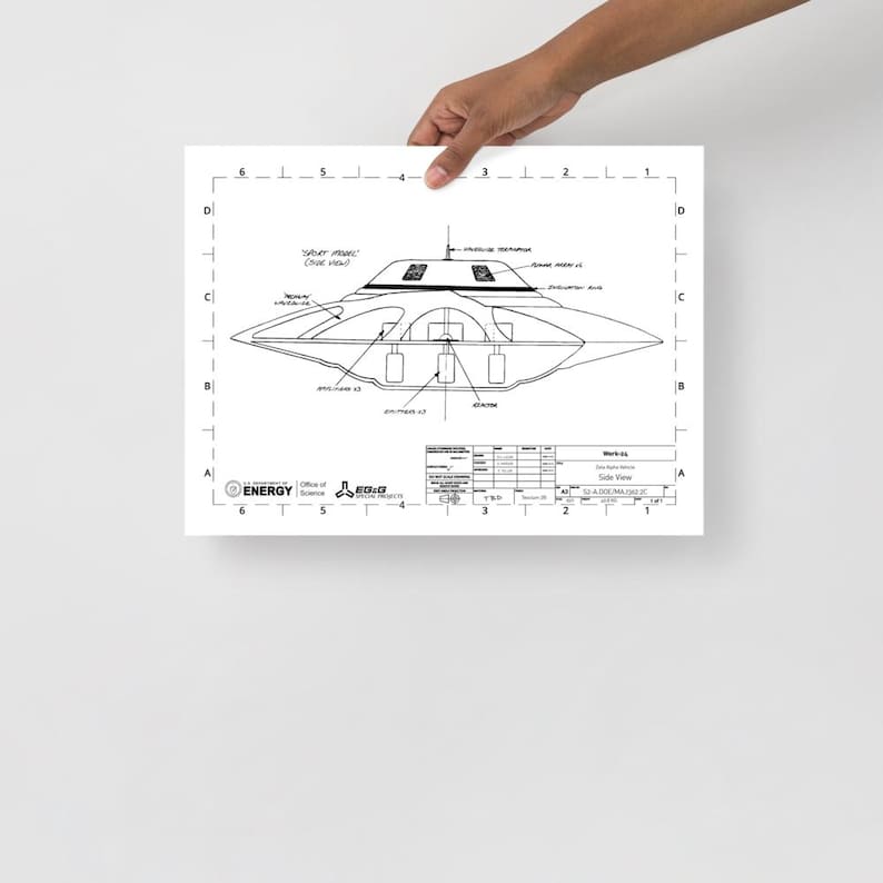 Unframed Bob Lazar Sport Model UFO Print UAP Schematic 12 X 16 Matte ...