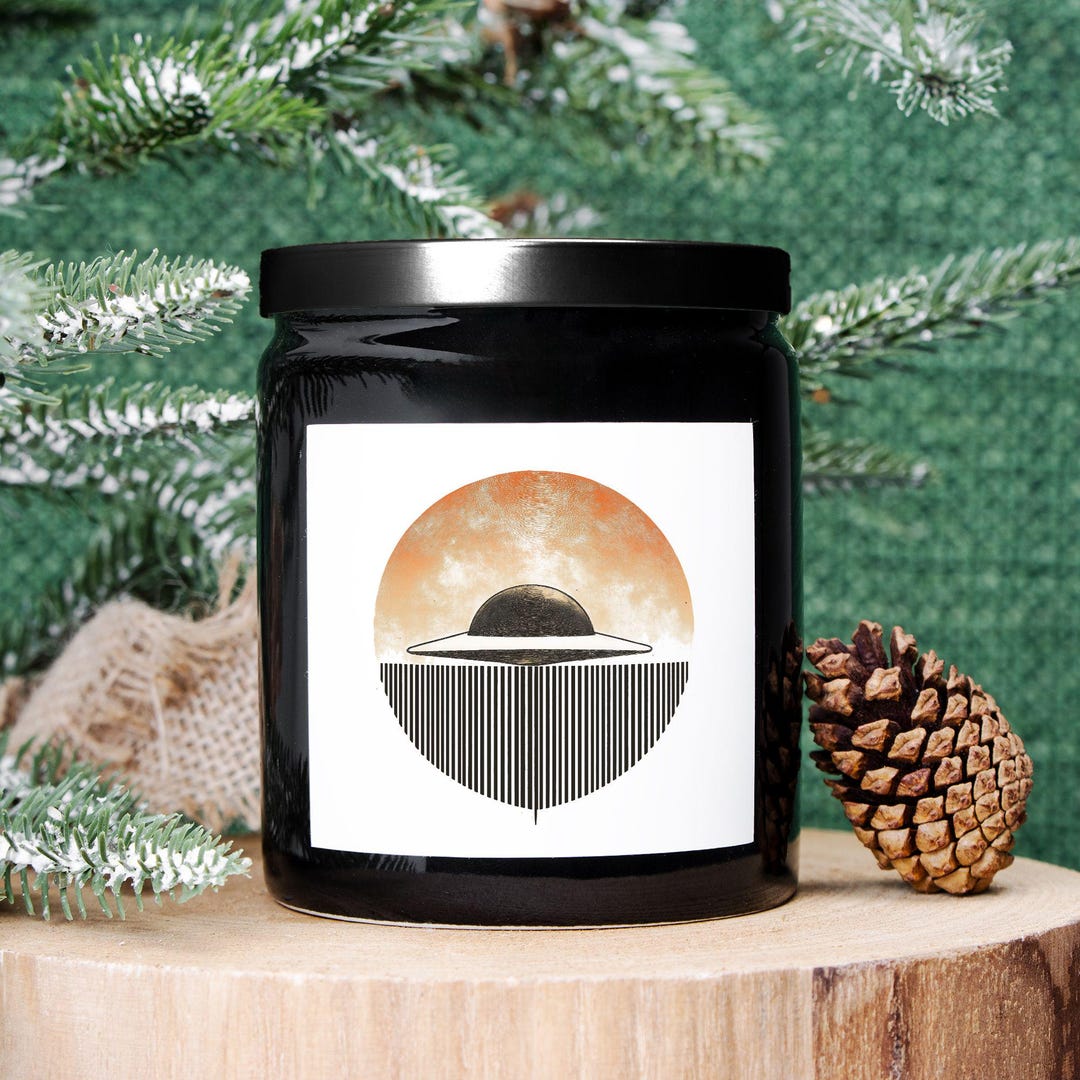 Premium UFO Candle 8oz Matte Black Ceramic Jar Boho Minimalist Alien ...