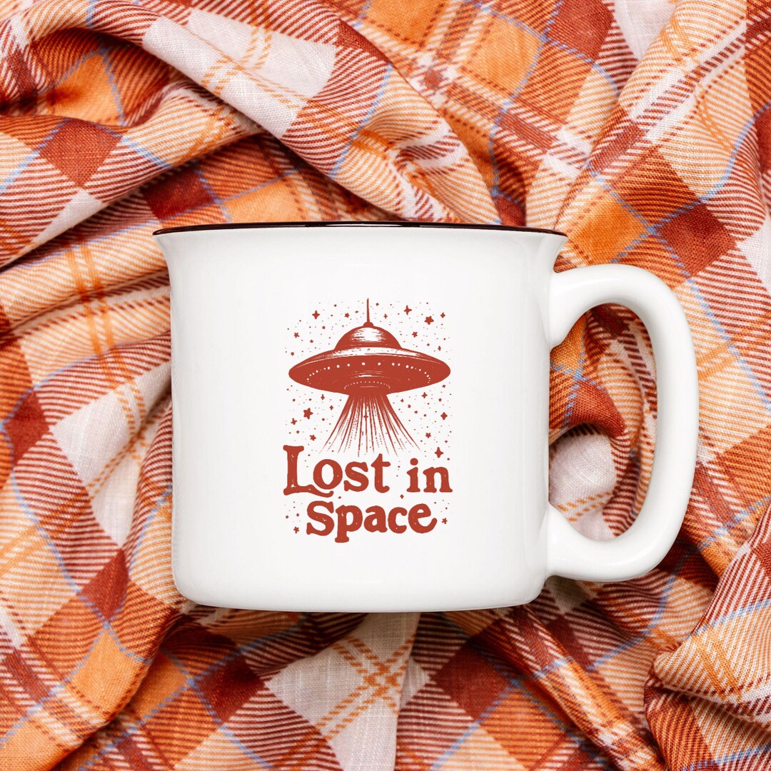 Retro UFO Mug Lost in Space Gift Coffee Cup Premium Ceramic Mug 2-sided ...