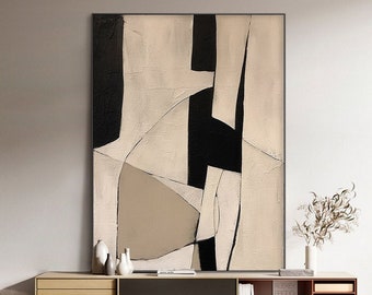 Beige Grey Wabi Sabi Wall Art Beige Minimalist Abstract Painting on Canvas Beige Grey Textured ...