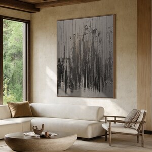 Black Textured Painting, Original Black Abstract Painting, Black 3D ...